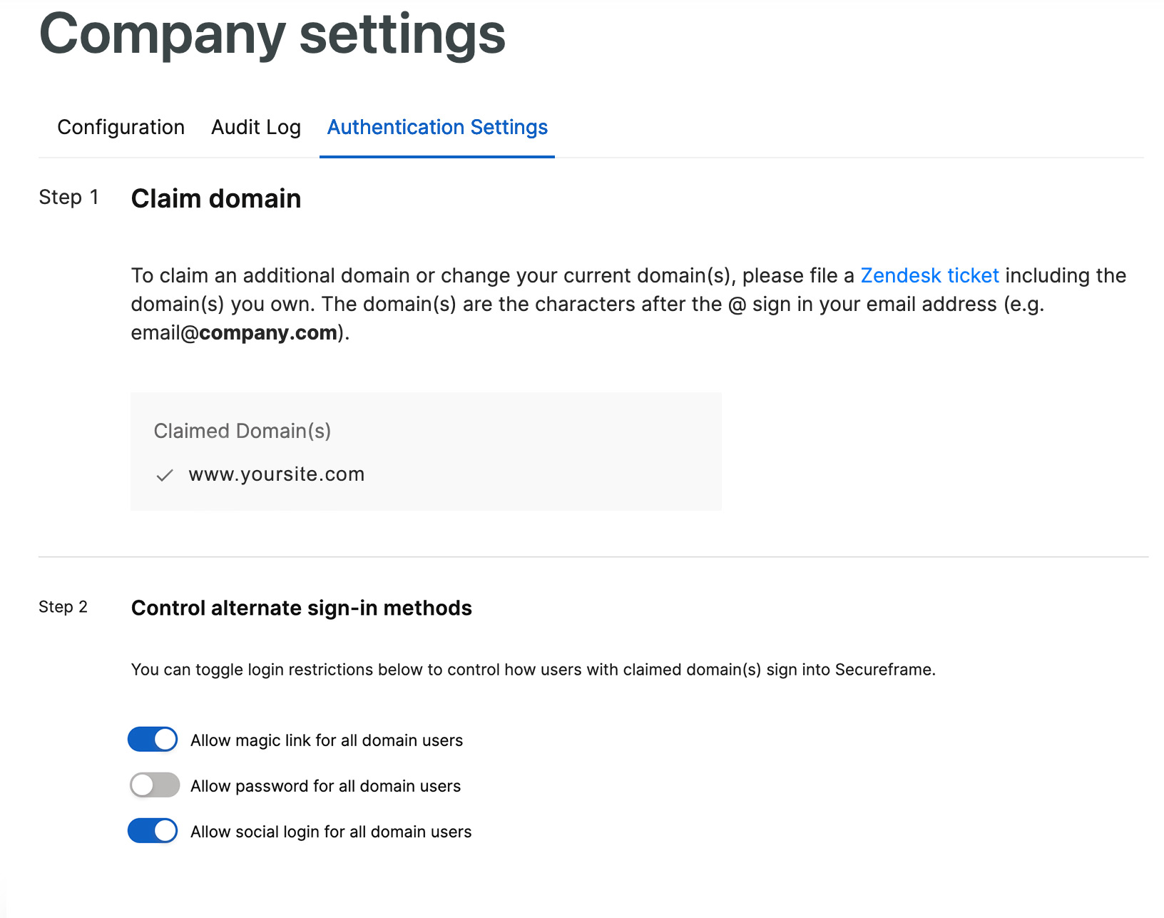 Logging into Secureframe with an iDP (SAML/OIDC) – Secureframe Help Center