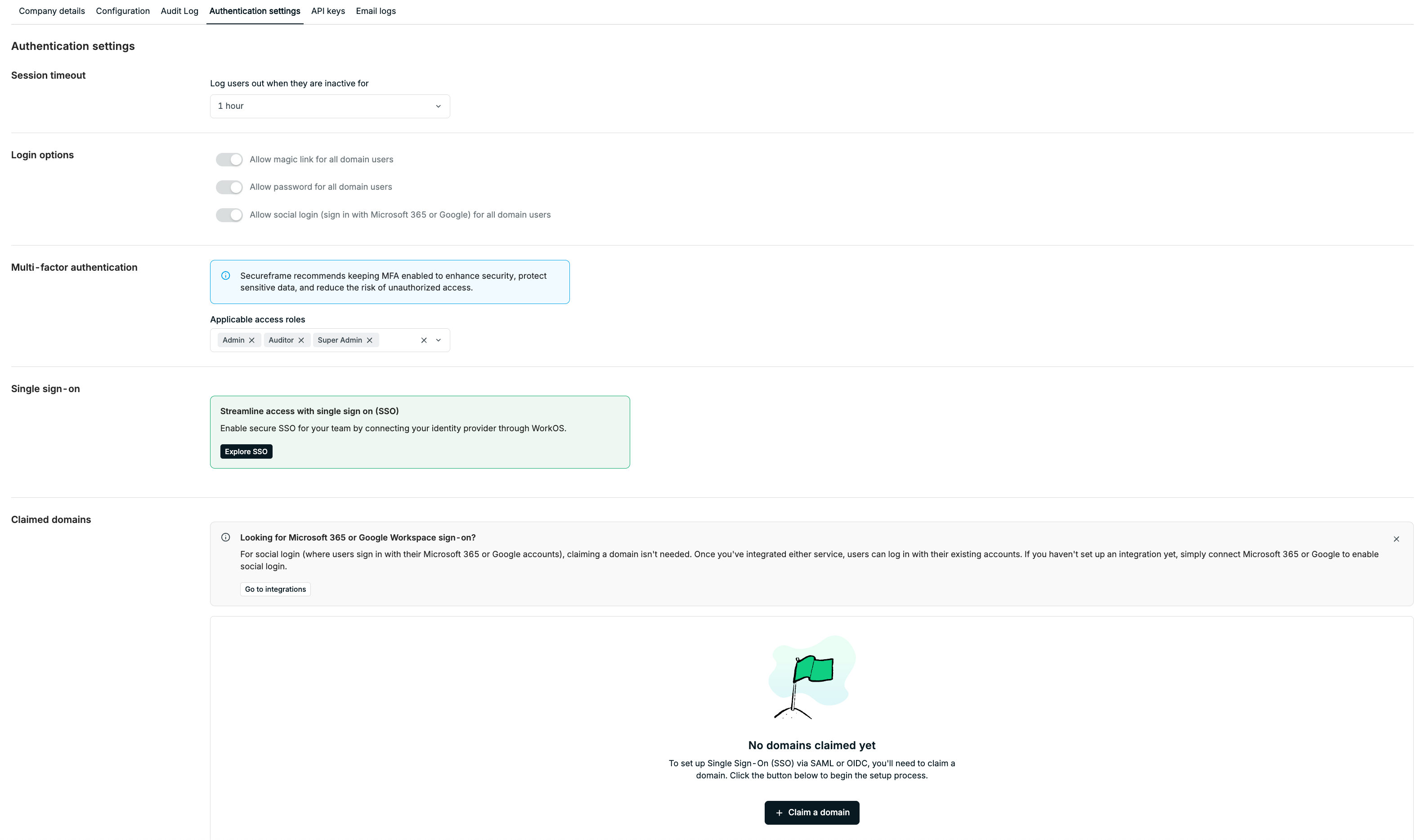 Logging into Secureframe with an iDP (SAML/OIDC) – Secureframe Help Center